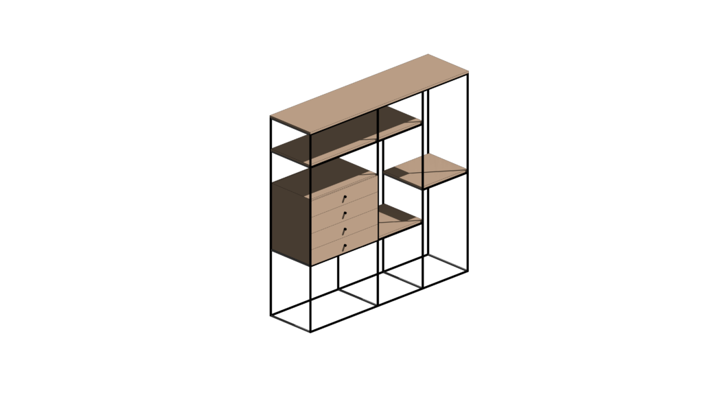 Estante Industrial de Madeira com Alcance Central - Vitrine Revit