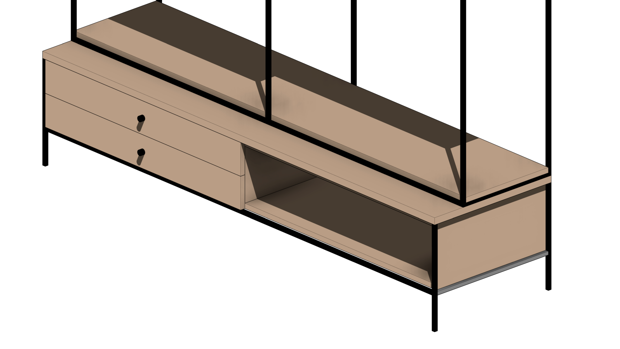 Estante Industrial de Madeira com Duas Gavetas - Vitrine Revit